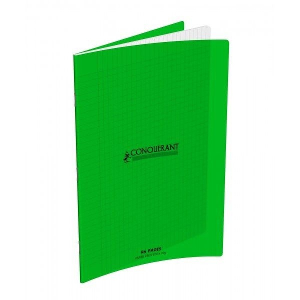 CAHIER GRANDS CARREAUX 140 PAGES 240x320 POLYPRO VERT CONQUERANT