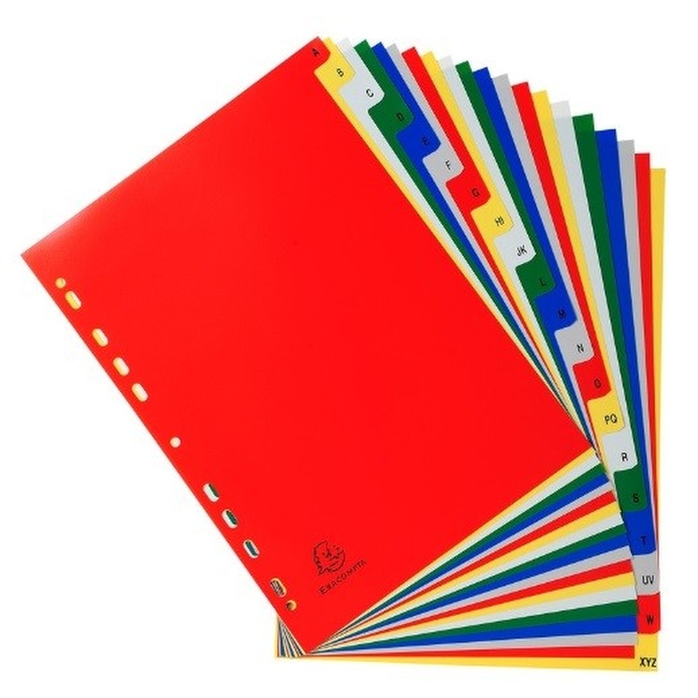 INTERCALAIRES - A4 ALPHABÉTIQUES A - Z , 20 POSITIONS POLYPROPYLÉNE. DIMENSIONS 225X297 MM ...