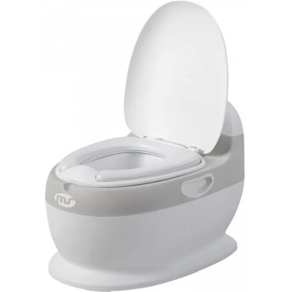 POT BEBE AVEC COUVERCLE RABATTABLE DE 2 A 3 ANS GRIS BLANC