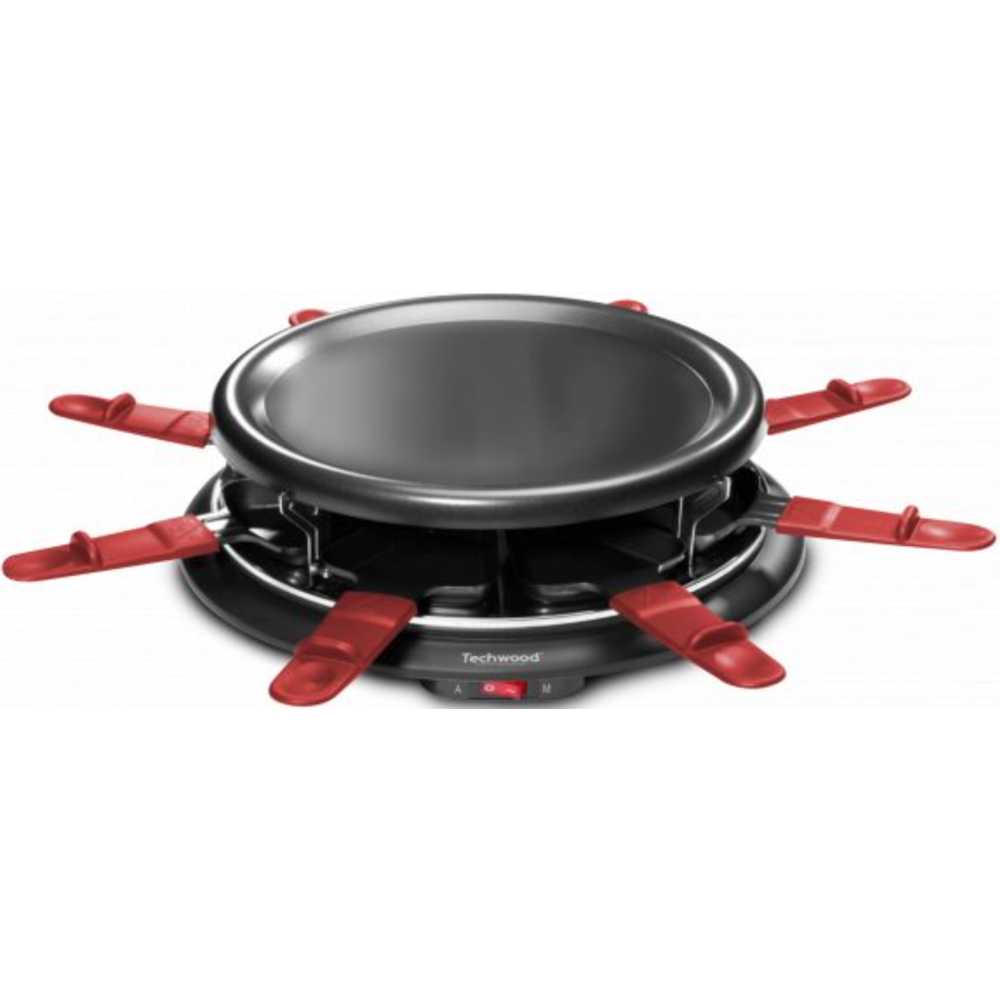 APPAREIL A RACLETTE-GRILL ET CREPIERE TECHWOOD TRA-80 900W 8PERS NOIR